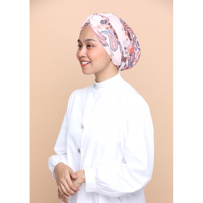 Kashmir Pink-CAP SHAWL-Printed Mosaic Chiffon