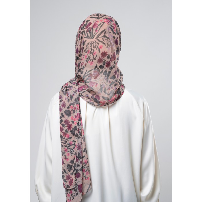 Berry Whisper-Cap Shawl 2.0-Printed Plus Crinkled Chiffon