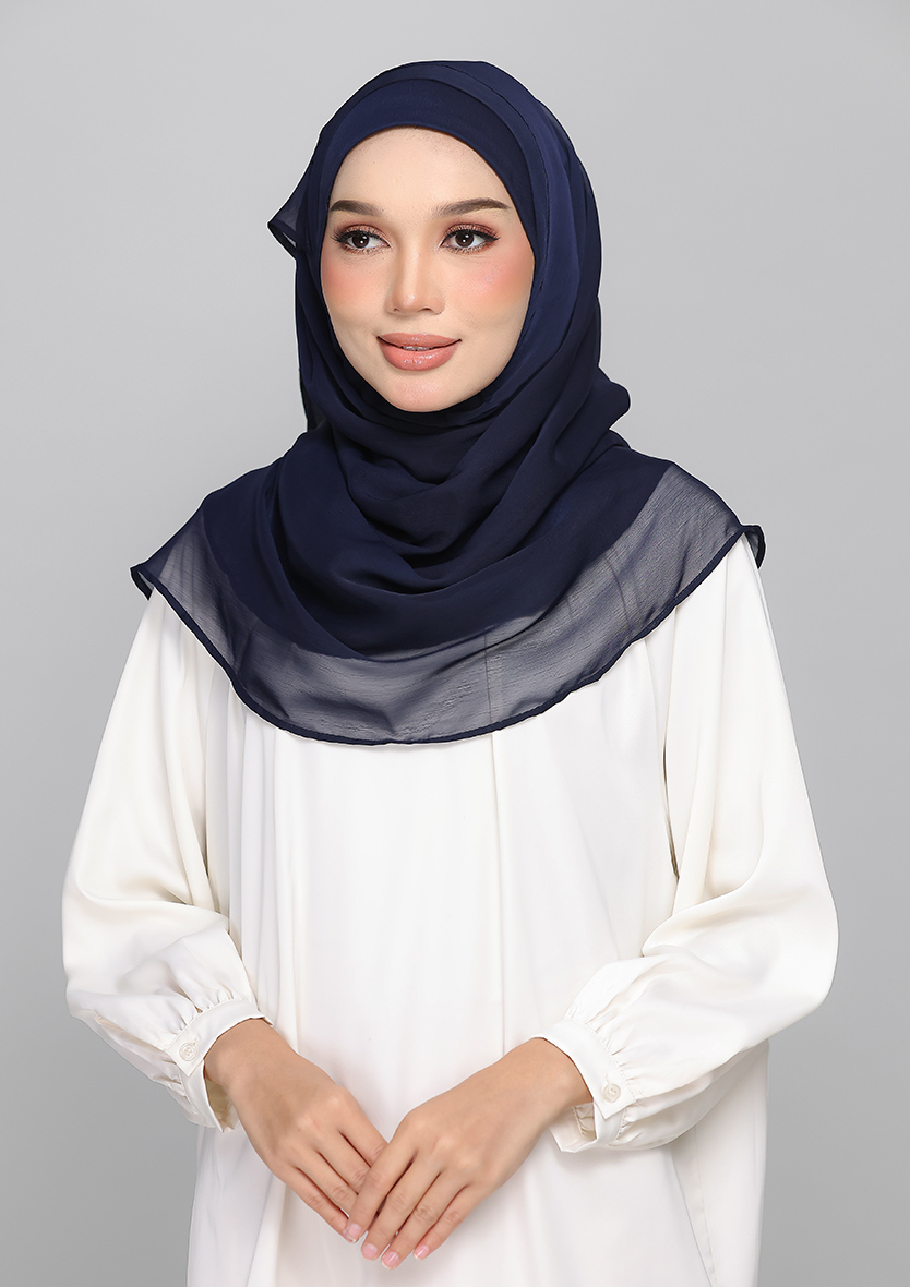 Navy blazer-Voila!Maxi-BASICS Plain Lite Chiffon